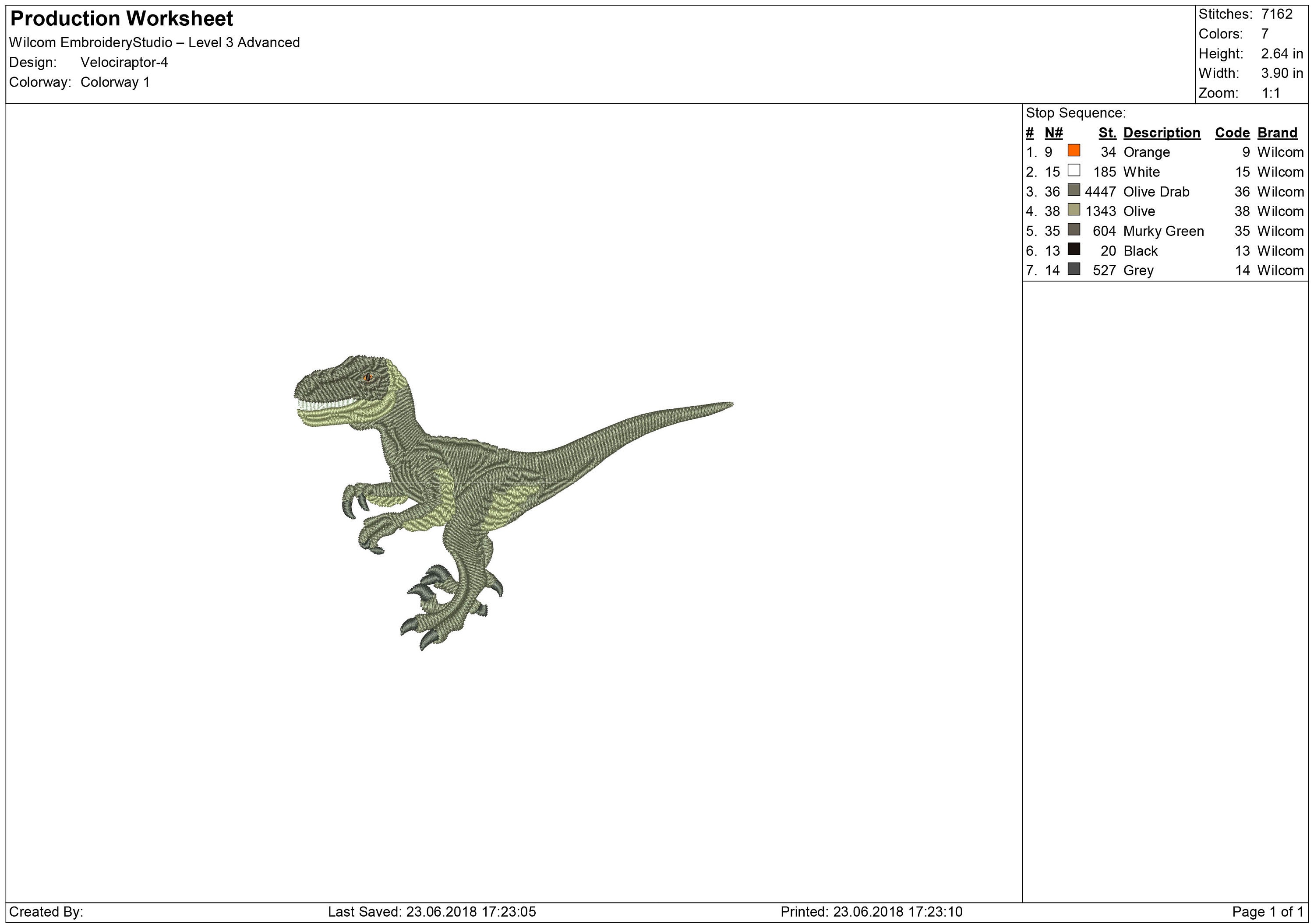 Velociraptor Dinosaur Embroidery Designs, Velociraptor Embroidery ...
