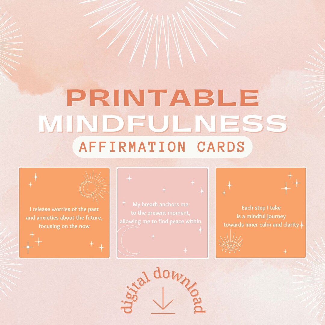 Printable Mindfulness Affirmation Cards, Meditation, Self-love, Self ...