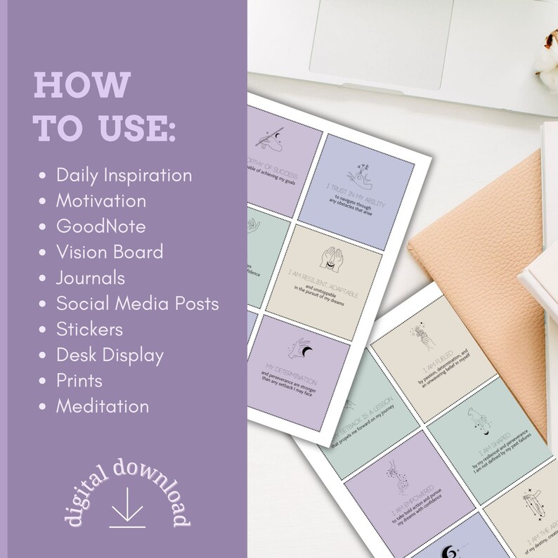 Printable Empowerment Affirmation Cards for Meditation, Self-love, Self ...