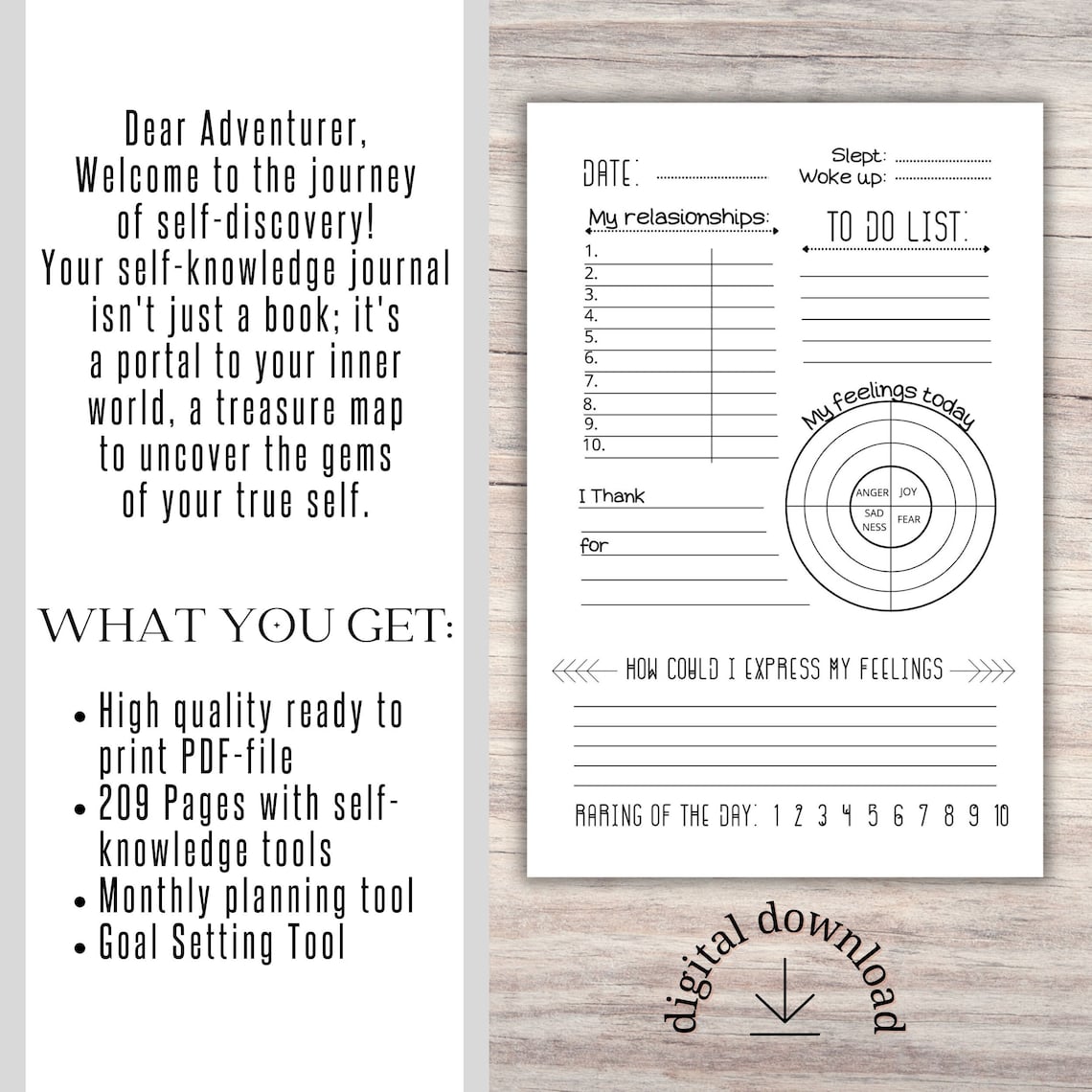 Printable Self-awareness & Self-improvement Journal. Self-love Journal ...