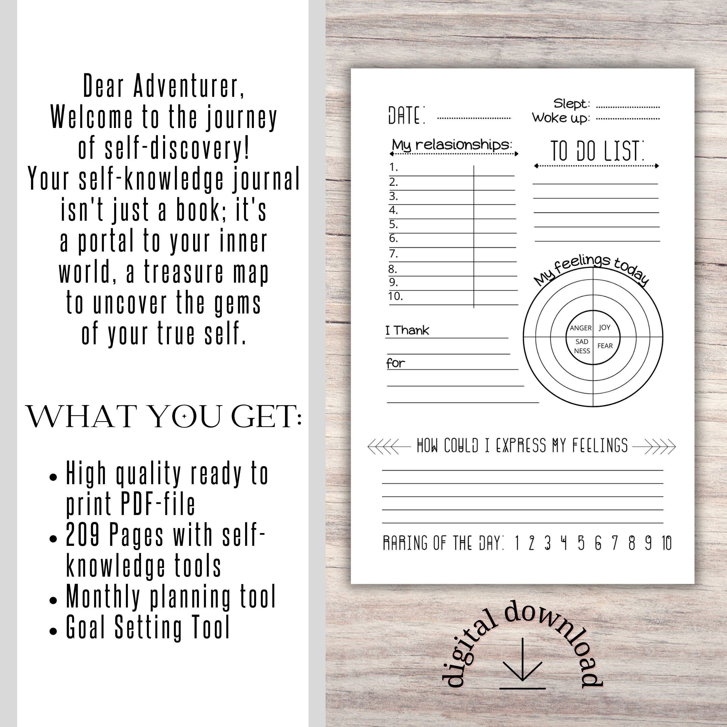 Printable Self-awareness & Self-improvement Journal. Self-love Journal ...
