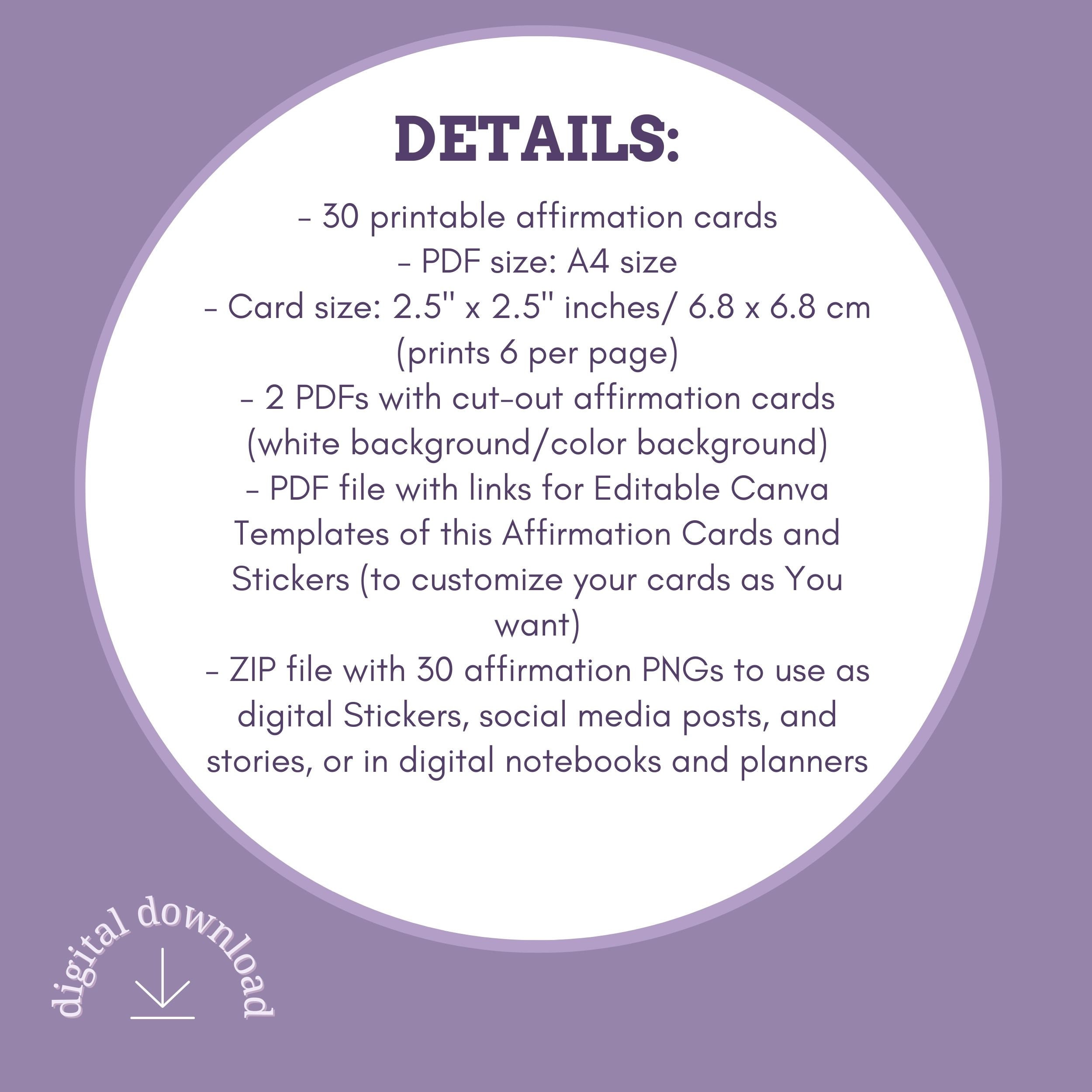 Printable Empowerment Affirmation Cards for Meditation, Self-love, Self ...