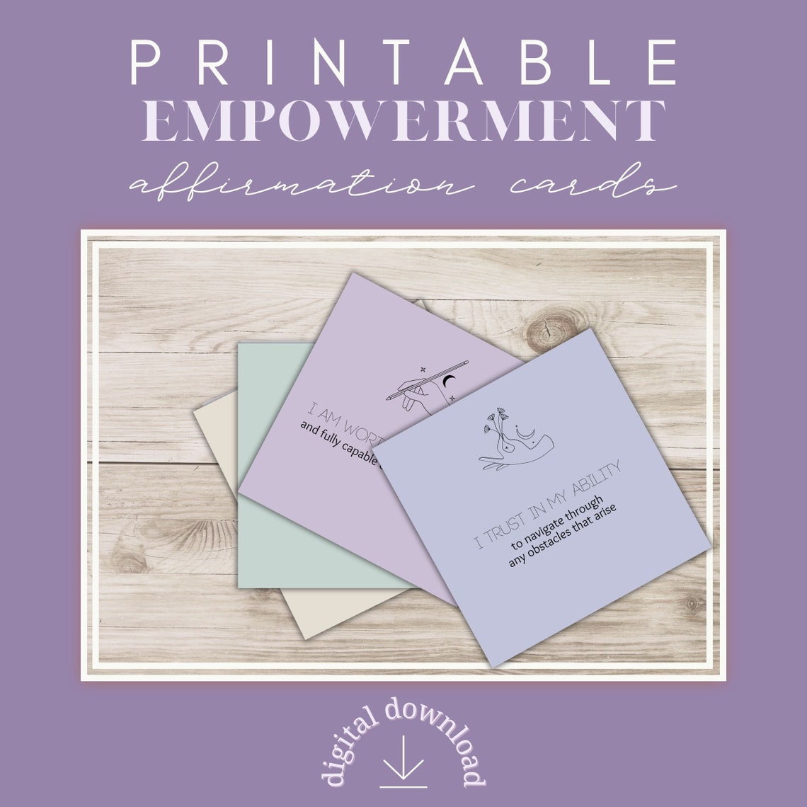 Printable Empowerment Affirmation Cards for Meditation, Self-love, Self ...