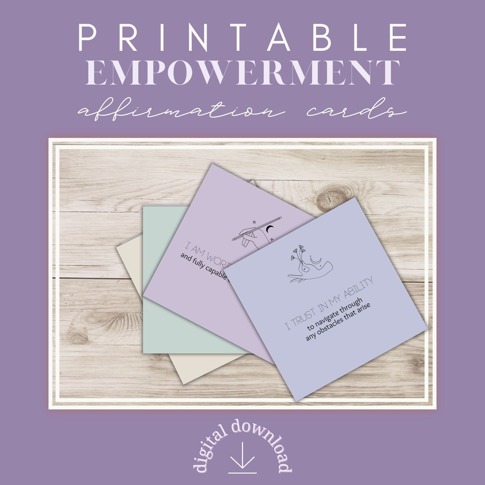 Printable Empowerment Affirmation Cards for Meditation, Self-love, Self ...