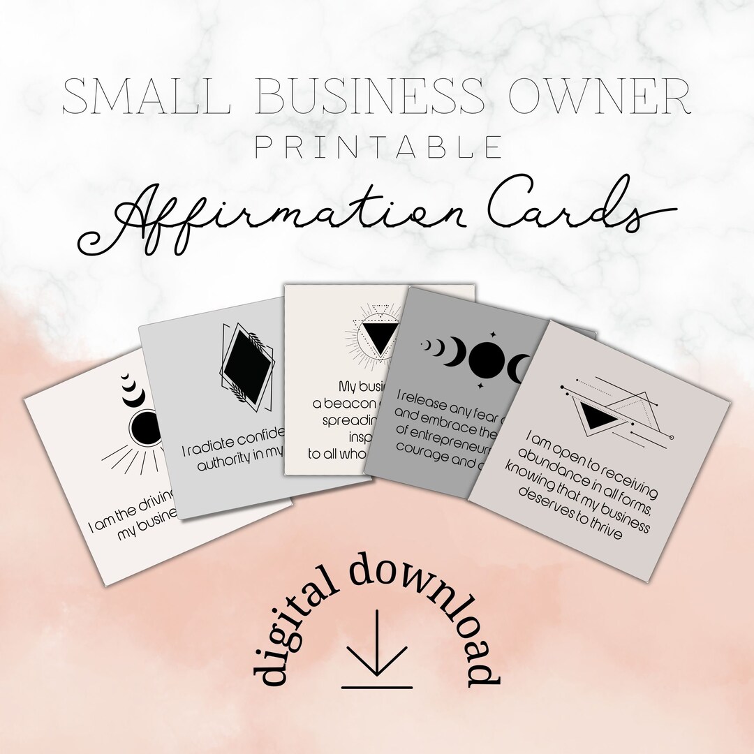 Printable Small Business Owner Affirmation Cards, Business Growth Tools ...