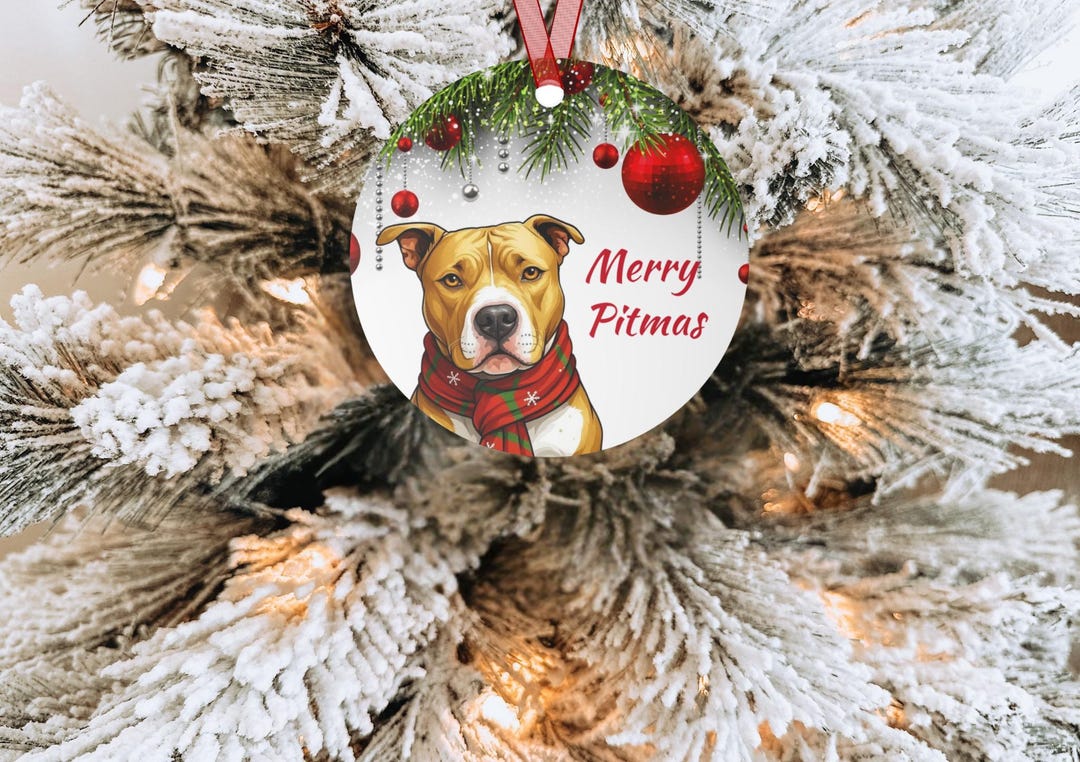 Merry Pitmas Ornament, Pit Bull Christmas - Etsy