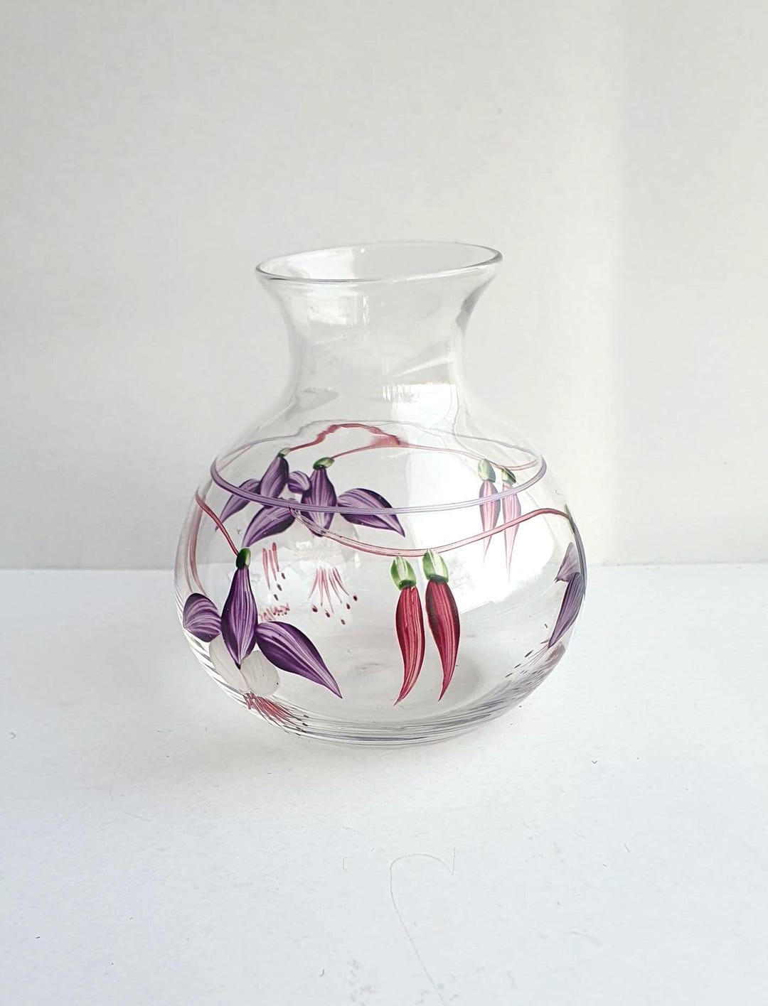 Vintage Handpainted Glass Vase - Poem Series by Ulrica Hydman Vallien - Kosta Boda, Sweden 1980s ...