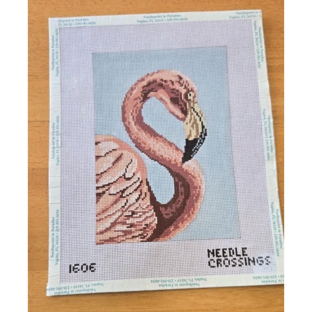 Needle Crossings Hand Painted Needlepoint Canvas-elegant Pink Flamingo ...
