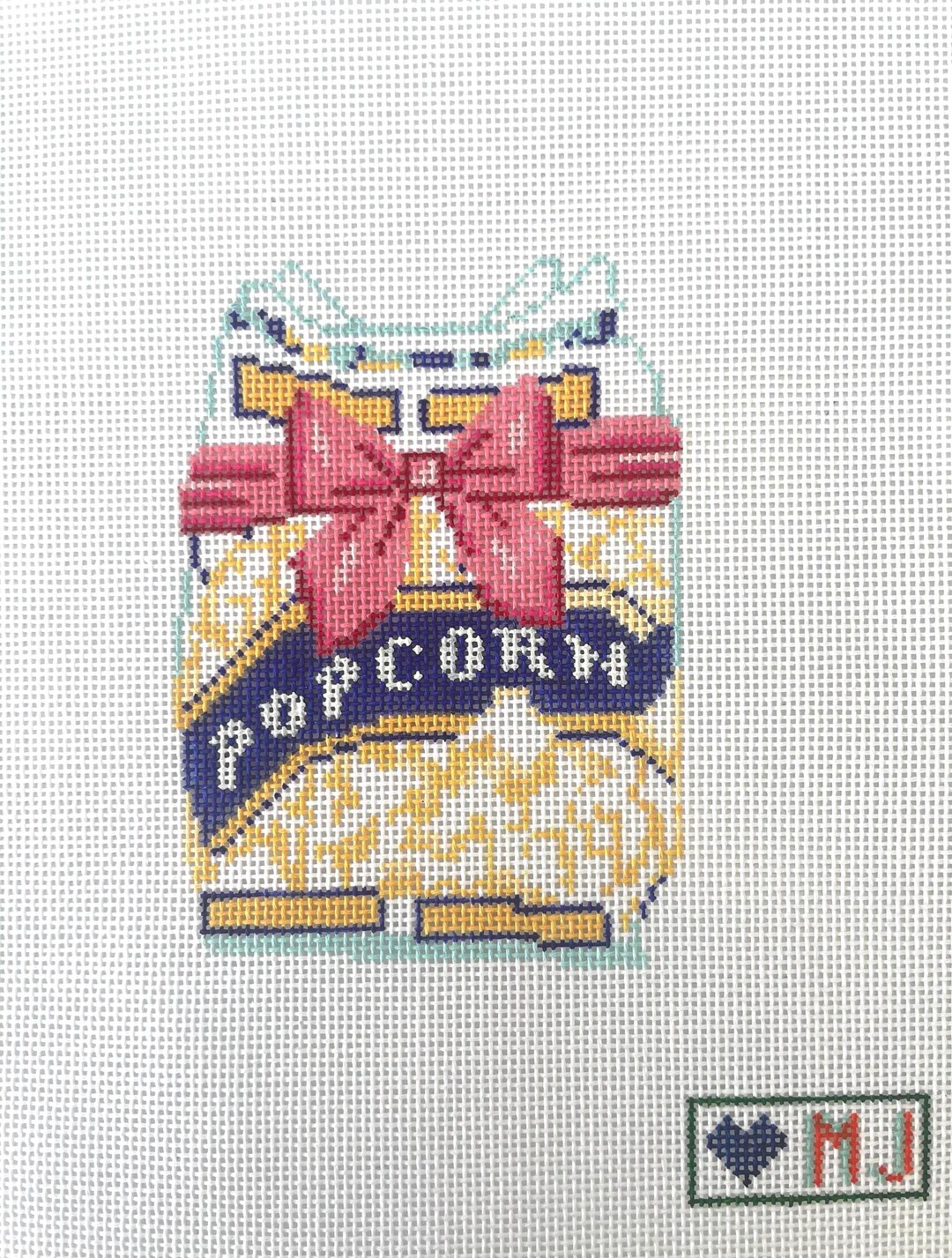 Microwave Popcorn With a Bow Stitch Painted Needlepoint Canvas - Etsy