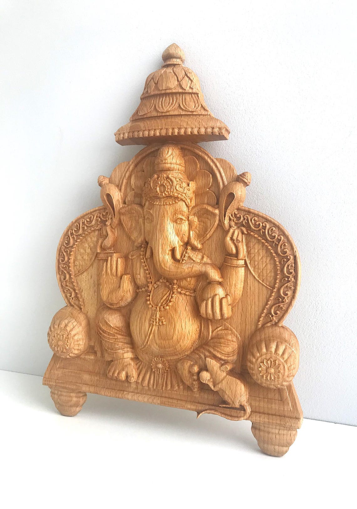 Ganesha, Bas-relief of Ganesha, Wooden 3D Carving, Gift, Meditation ...