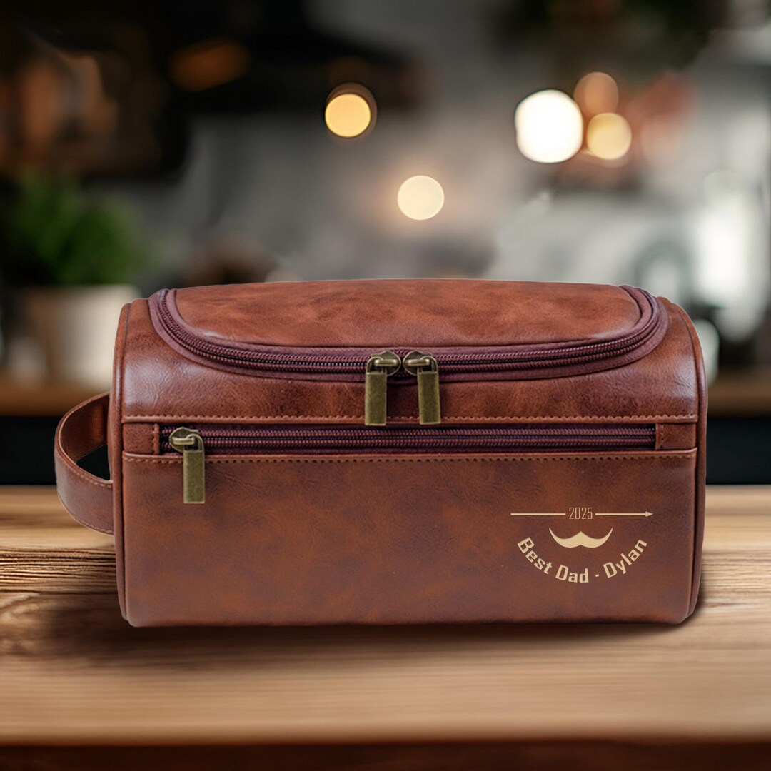 Custom Engraved Dopp Kits, Personalized Leather Toiletry Bag, Men's ...