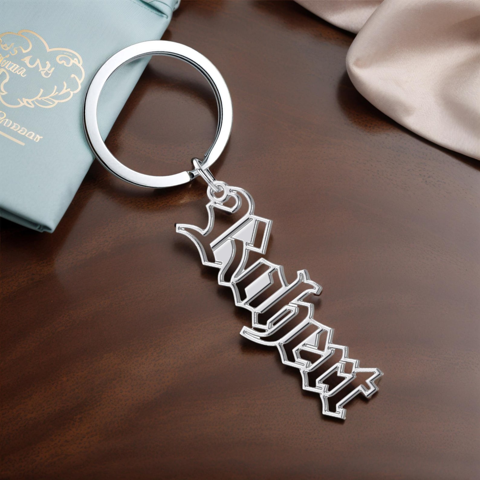 Laser Cut Name Key Ring - Stainless Steel Keychain, Custom Engraved Key ...