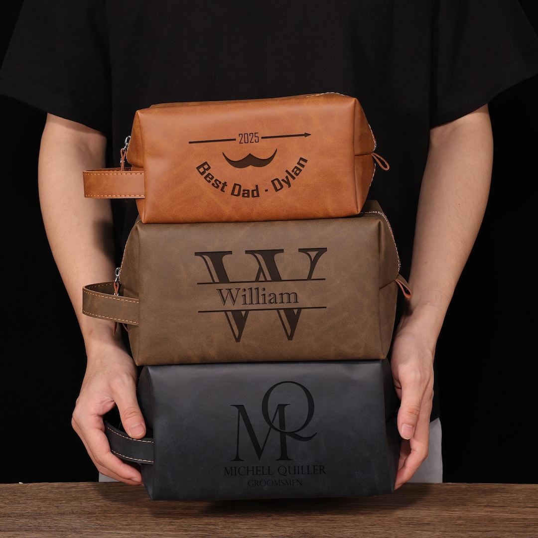 Personalized Leather Dopp Kit: Engraved Groomsmen Gift - Etsy