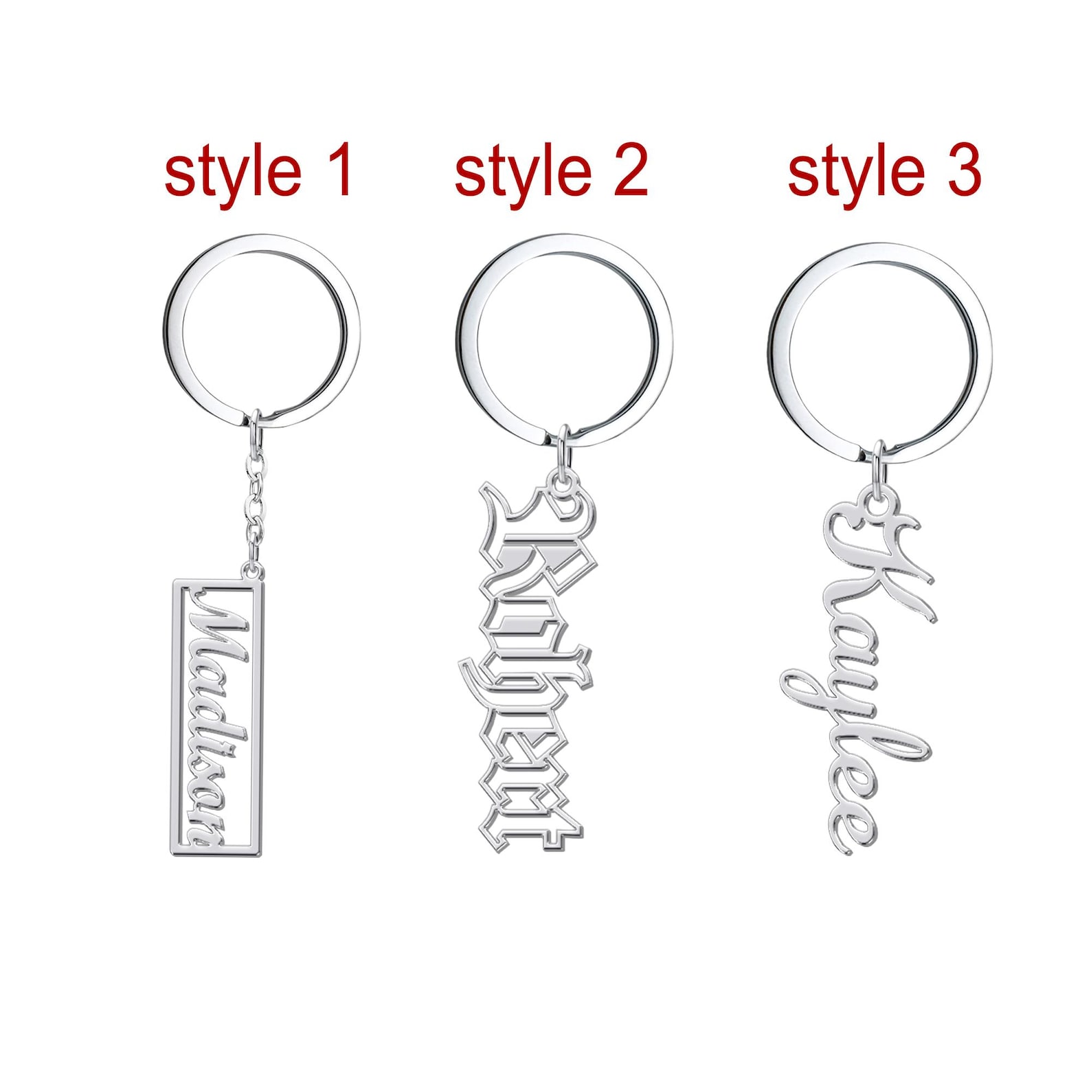 Laser Cut Name Key Ring - Stainless Steel Keychain, Custom Engraved Key ...