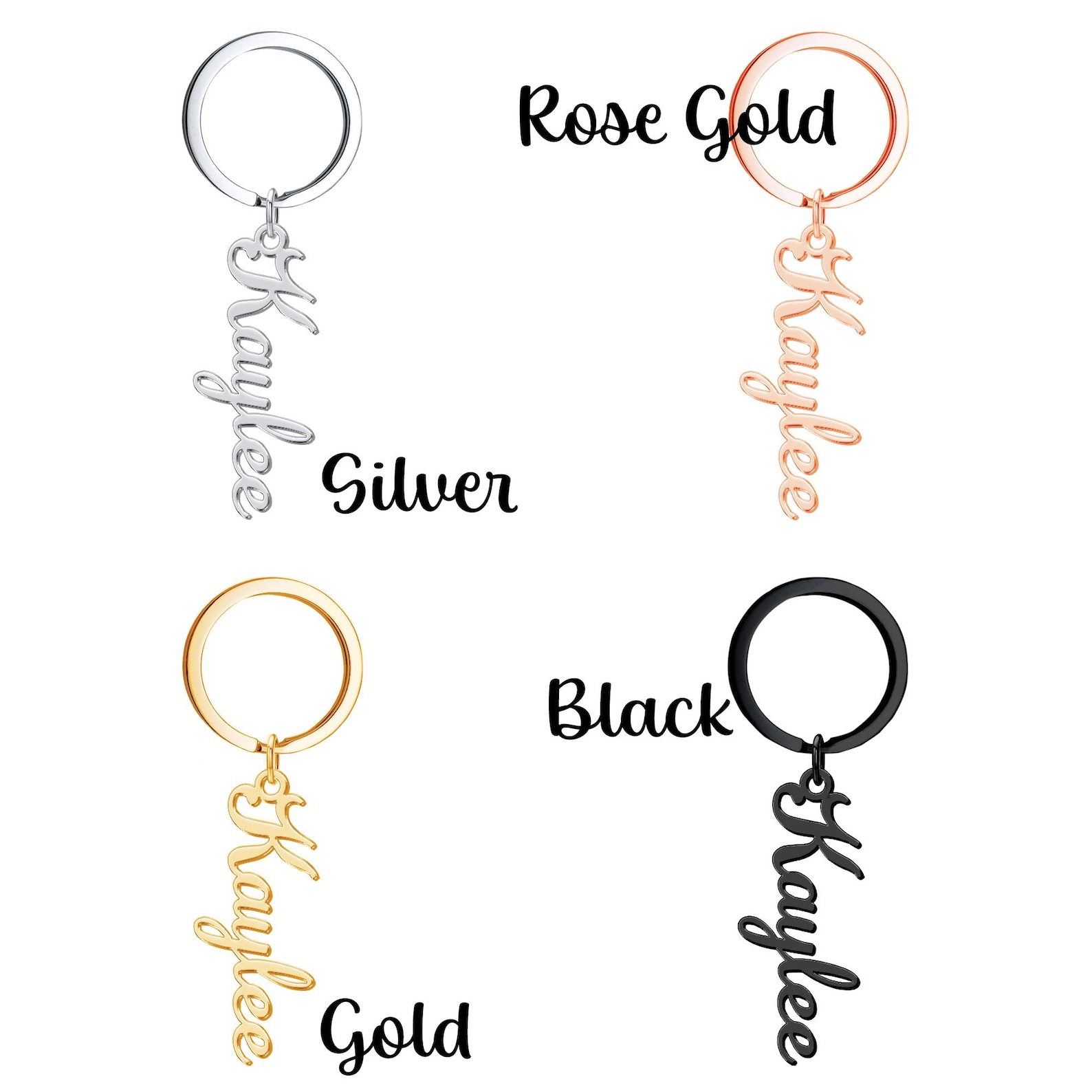 Laser Cut Name Key Ring - Stainless Steel Keychain, Custom Engraved Key ...