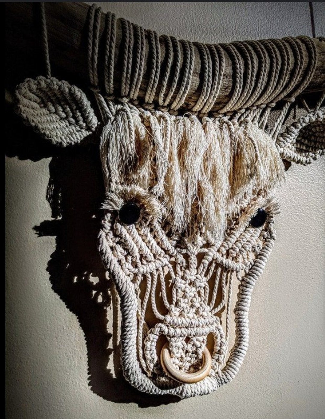 Hanging Macrame Highland Cow Head - Etsy