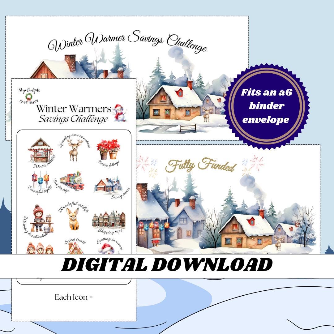 Winter Warmer Savings Challenge Digital Download Cash Stuffing Choose ...