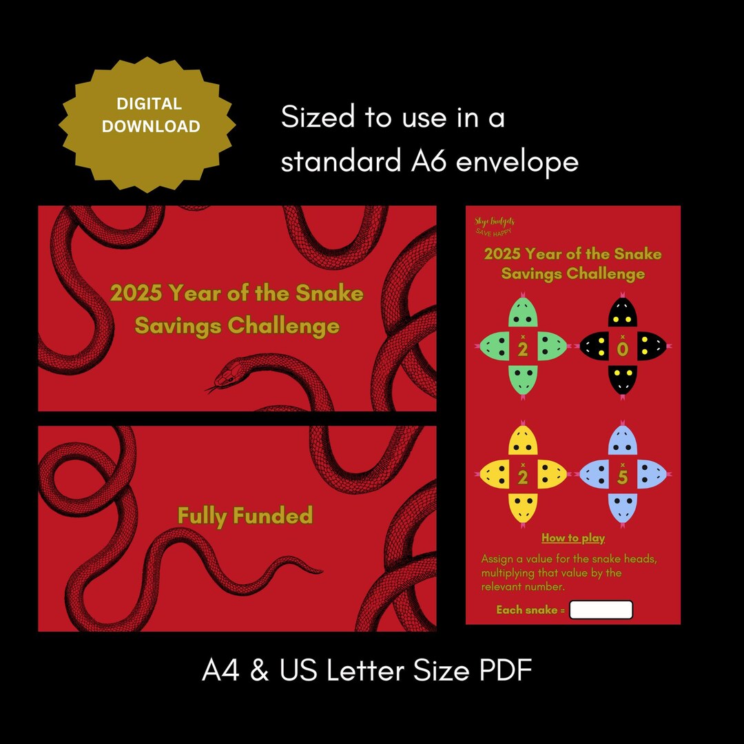 Year of the Snake Savings Challenge Digital Download Cash Stuffing ...