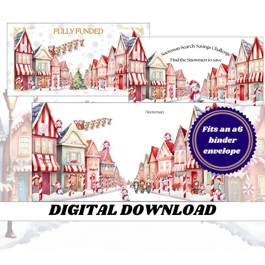Snowman Search Savings Challenge Digital Download Cash Stuffing Choose ...