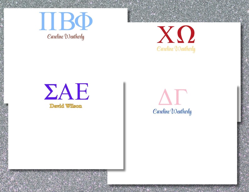 Custom Greek Sorority/fraternity Note Card Set (10 Cards, Personalized ...