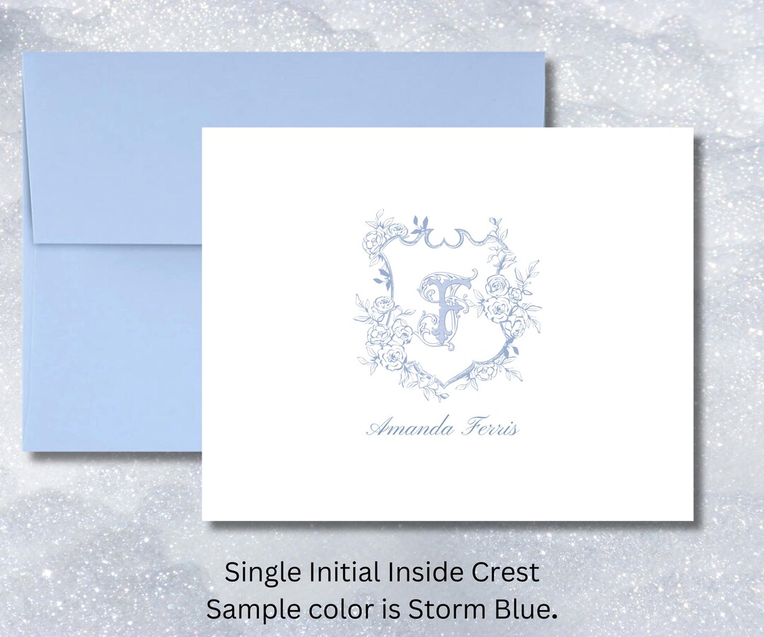 Elegant Custom Folded Note Cards With a Single Initial Monogram ...