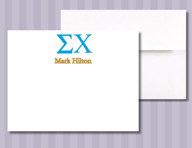 Custom Greek Sorority/fraternity Note Card Set (10 Cards, Personalized ...
