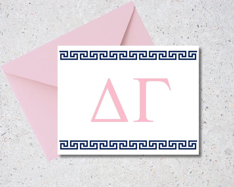 Custom Greek Folded Note Card Set With Coordinating Envelopes. Each Set ...