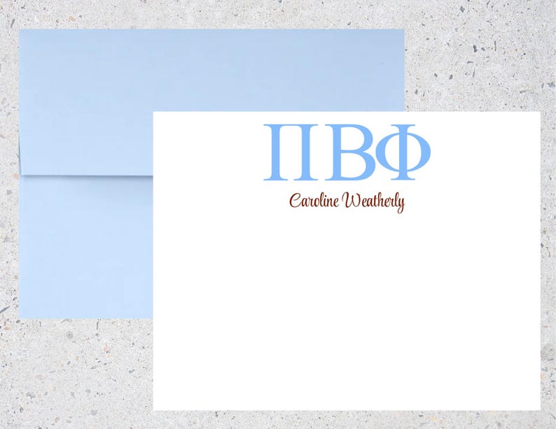 Custom Greek Sorority/fraternity Note Card Set (10 Cards, Personalized ...