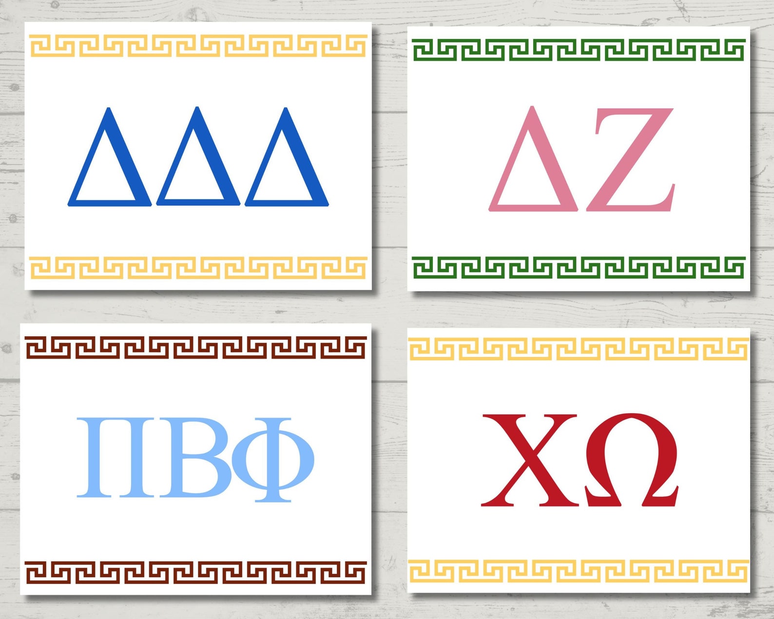 Custom Greek Folded Note Card Set With Coordinating Envelopes. Each Set ...