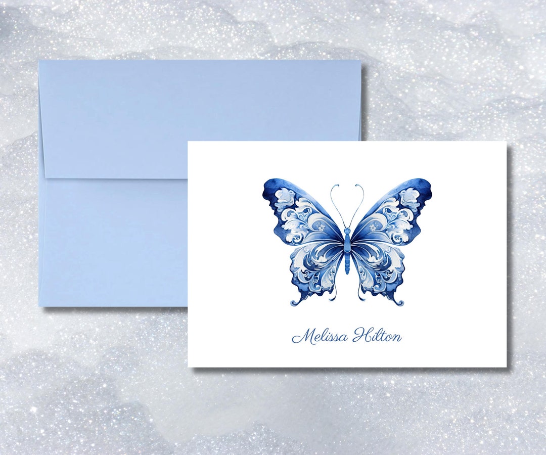 Personalized Butterfly Stationery Set: Watercolor Note Cards With ...