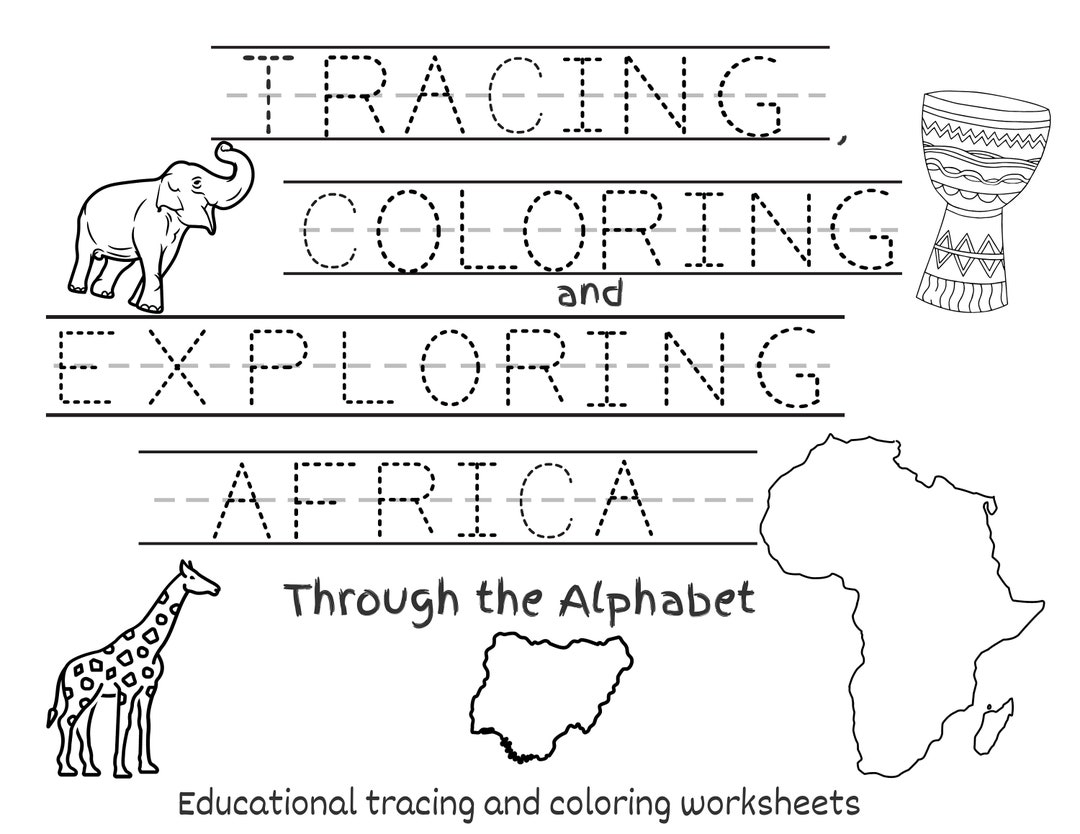 Alphabet Adventures: Trace and Color Your Way Through Africa - Etsy