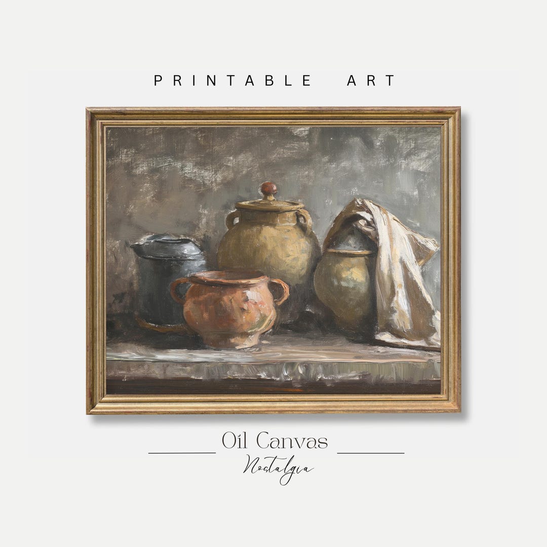 Vintage Still Life Kitchen Printable Wall Art, Farmhouse Decor Rustic ...