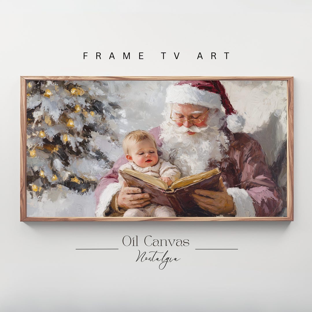 Vintage Santa Christmas Frame TV Art, Christmas Wall Art, Winter ...