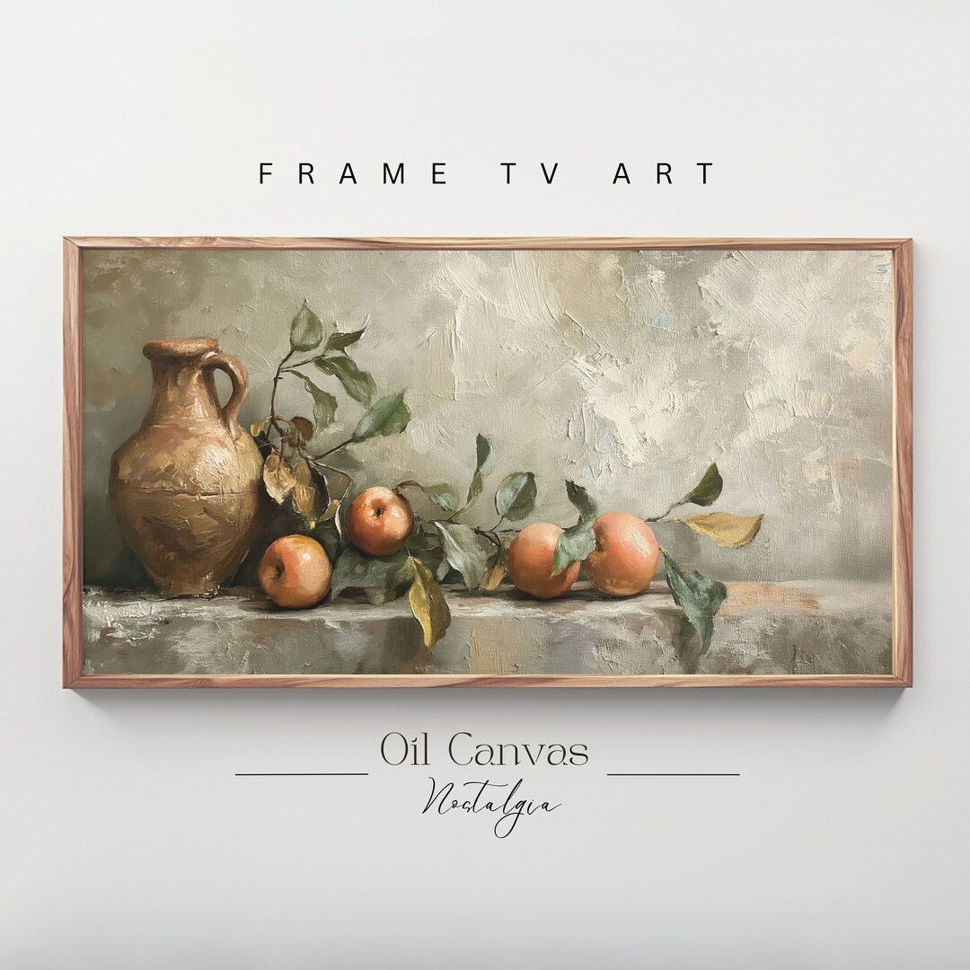 Vintage Samsung Frame Tv Art - Kitchen Decor - Pitcher and Fruits Oil ...