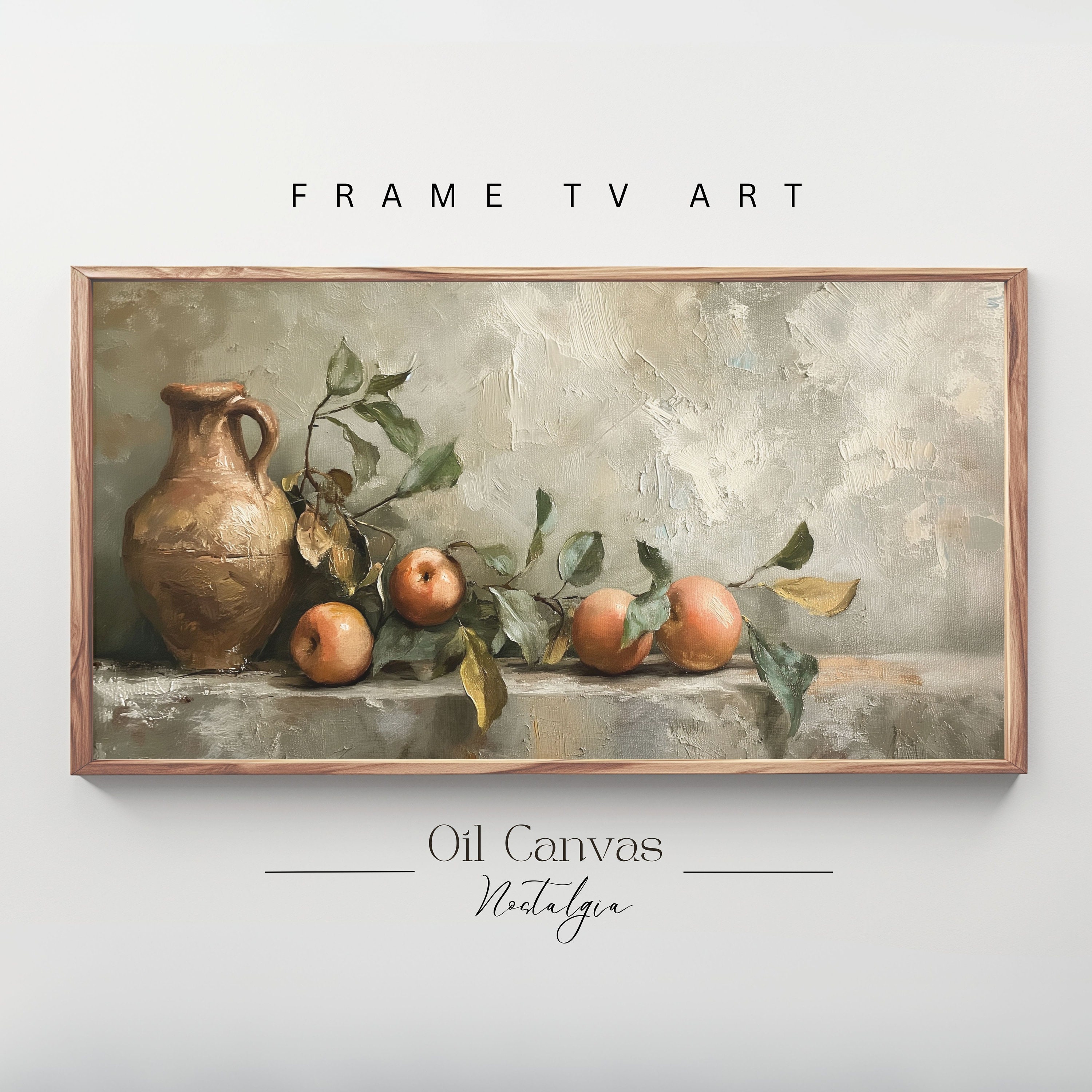 Vintage Samsung Frame Tv Art - Kitchen Decor - Pitcher and Fruits Oil ...