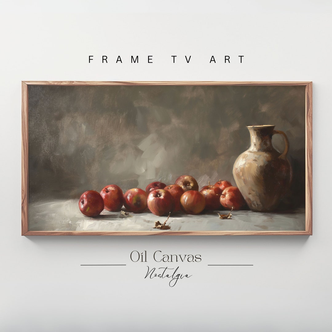 Vintage Samsung Frame Tv Art - Kitchen Decor - Pitcher and Fruits Oil ...