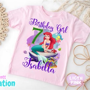Princess Mermaid Birthday T Shirt, Princess Ariel Birthday Theme Party, Personalized Family ...