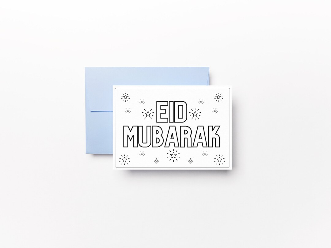 Printable Eid Colouring Card for Kids, Printable Eid Ul Fitr Cards for ...
