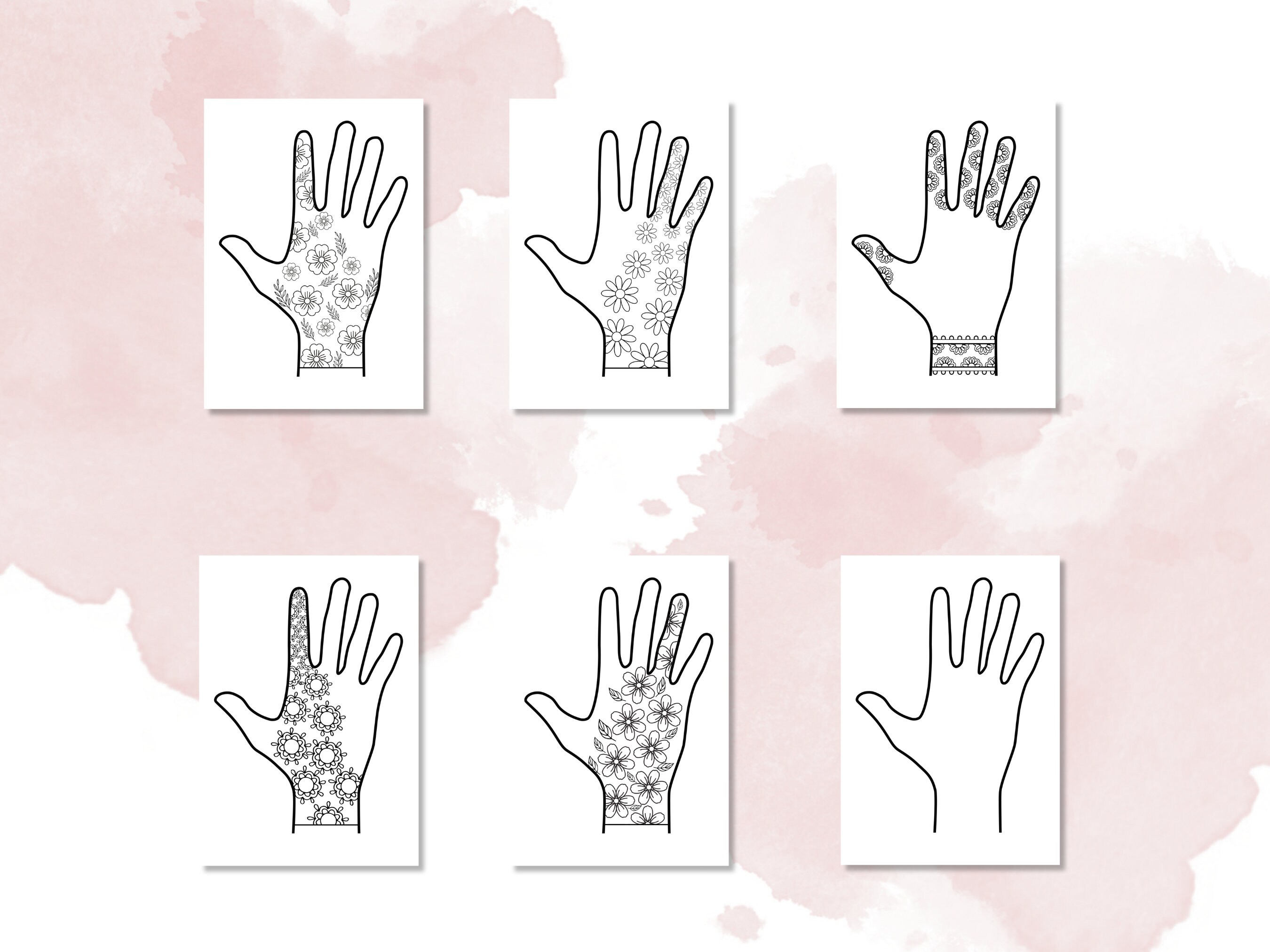 Floral Henna Colouring Pages for Kids, Coloring Activity Sheets, Kids ...