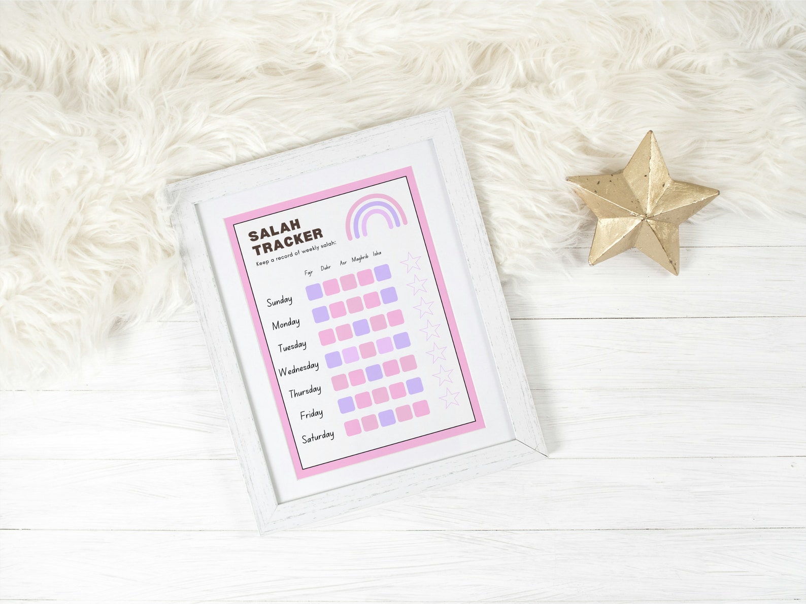 Islamic Salah Tracker, Weekly Salah Tracker, Salah Chart, Daily Salah ...