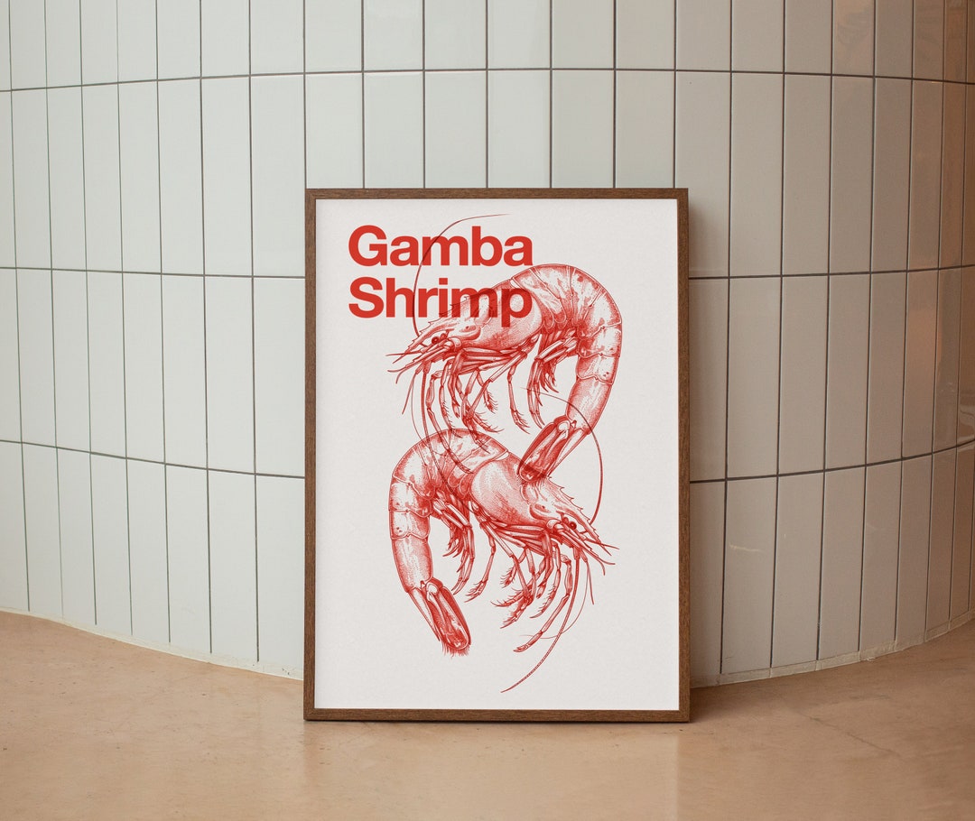 Modern Kitchen Shrimp Poster Decor, Art Prints Download, Printable Wall ...