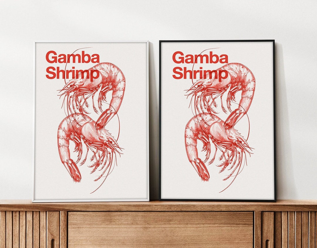 Shrimp Poster Design, Kitchen Art Print, Modern Kitchen Prints Wall Art ...