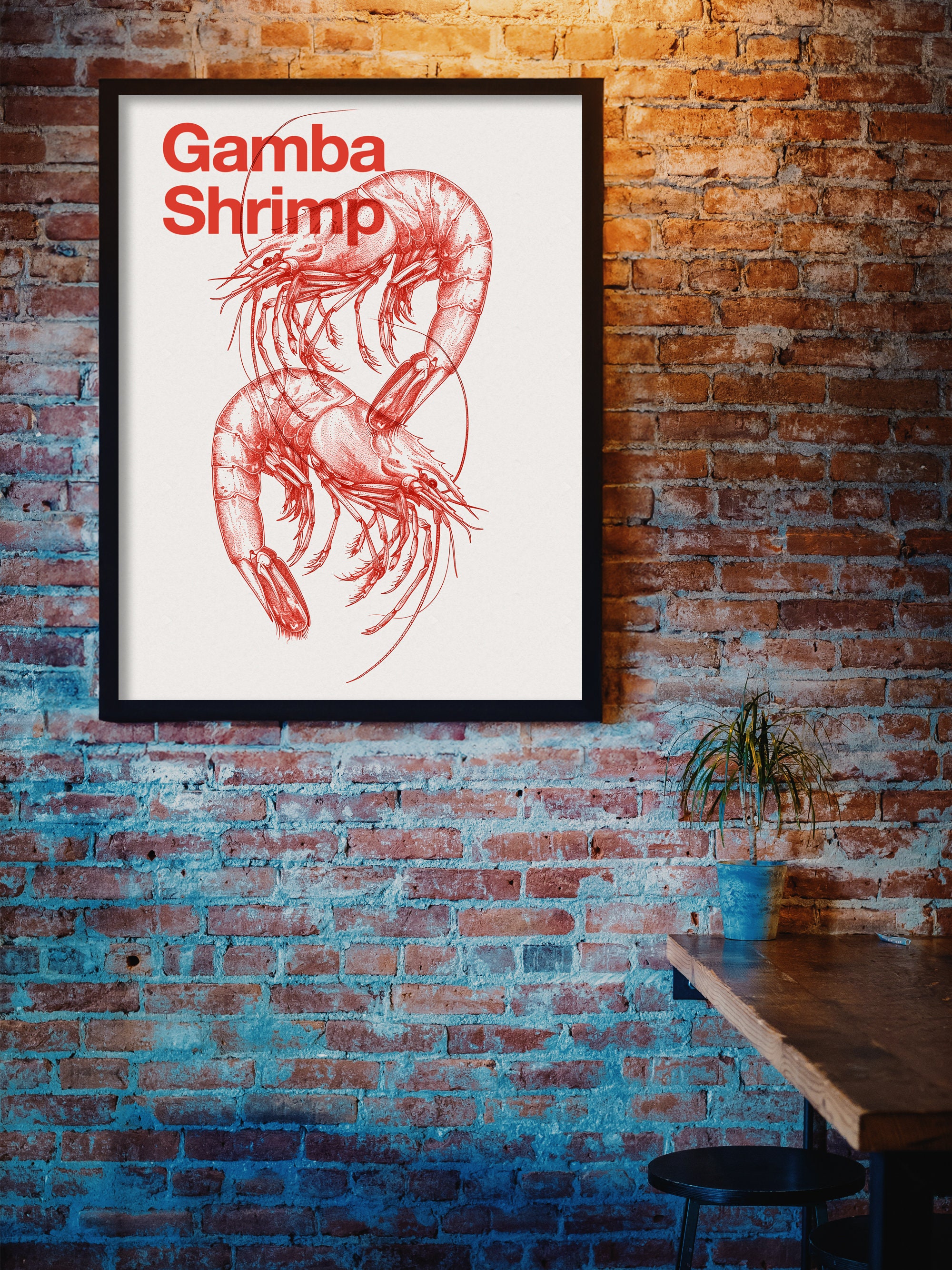 Shrimp Poster Design, Kitchen Art Print, Modern Kitchen Prints Wall Art ...