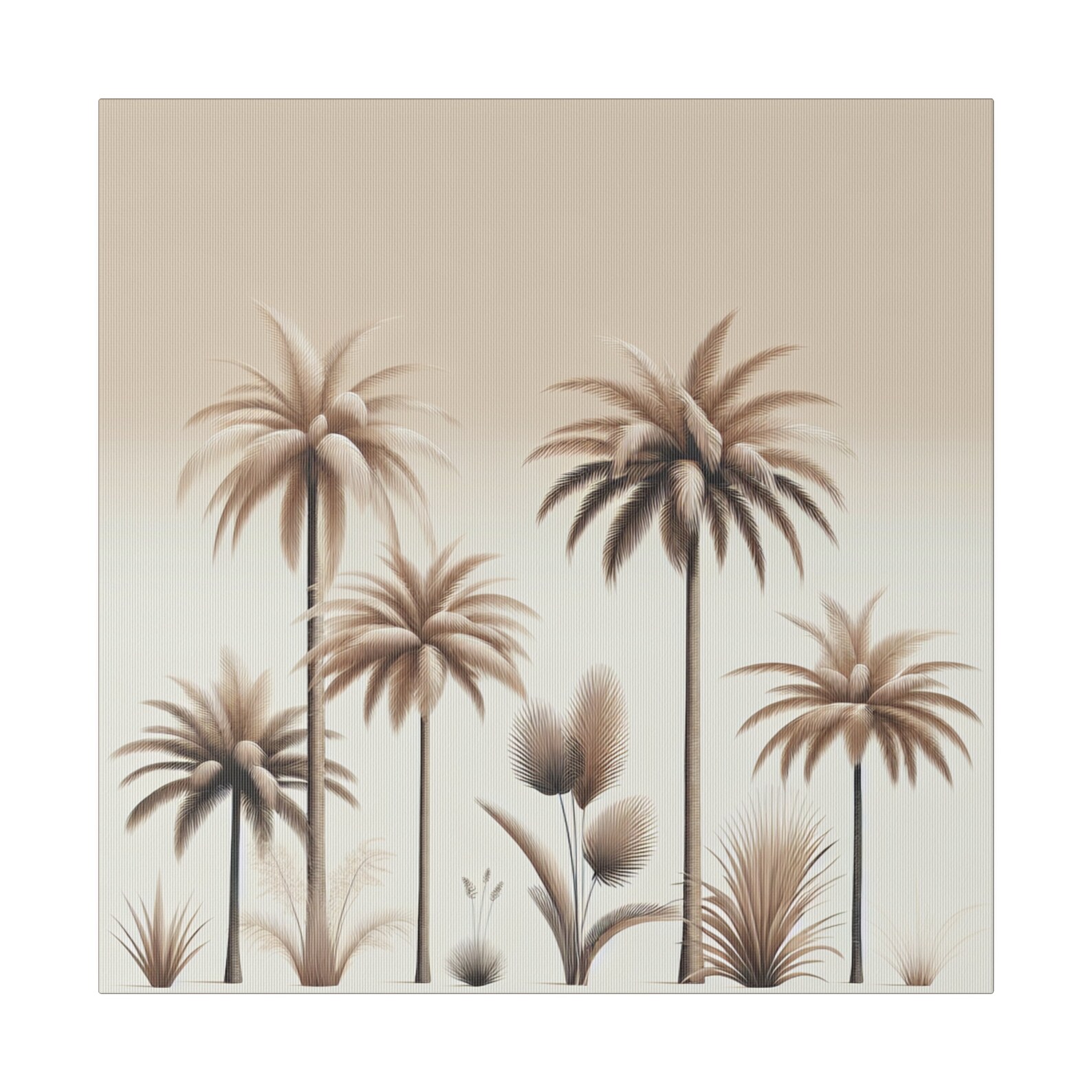 Beautiful, Neutral Aesthetic Palm Tree Sunset Print Matte Canvas ...