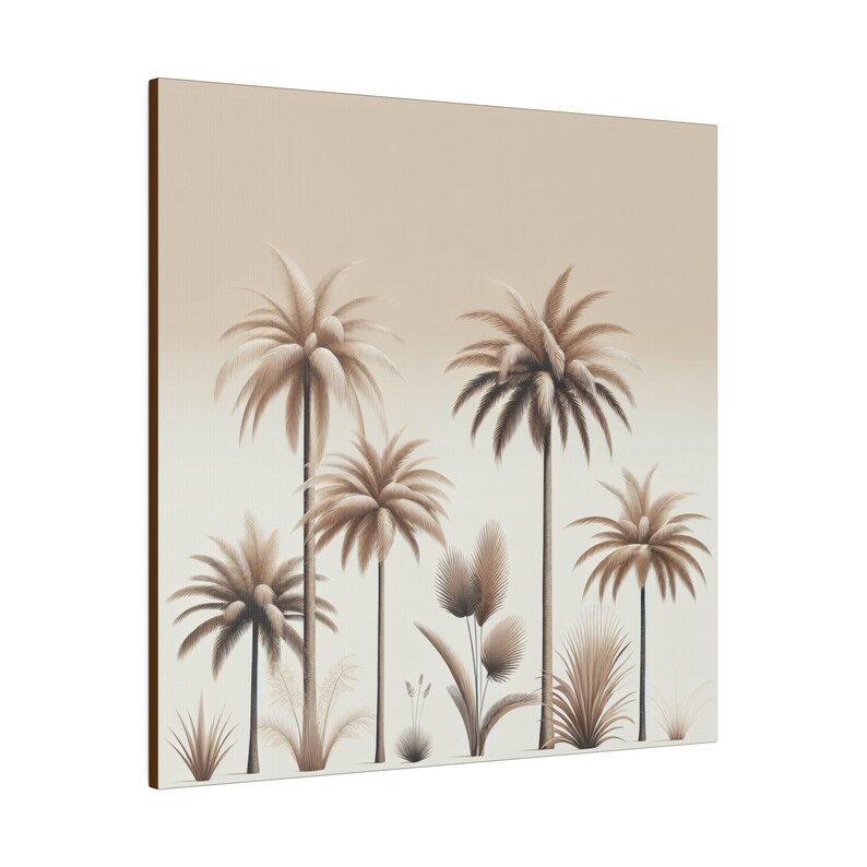 Beautiful, Neutral Aesthetic Palm Tree Sunset Print Matte Canvas ...