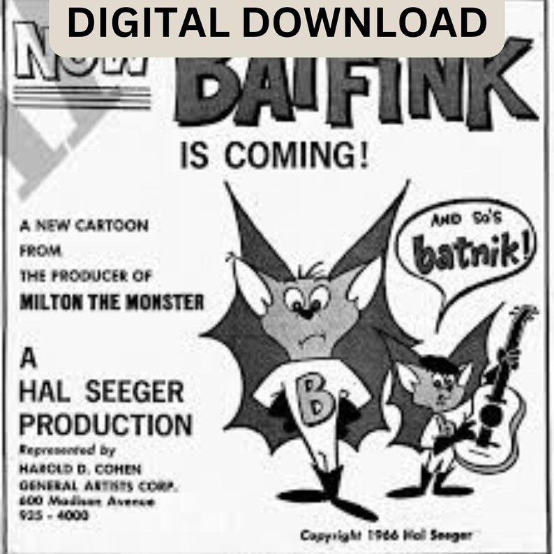 Batfink 1966 Vintage Cartoon 99 Episodes Digital Downloads - Etsy