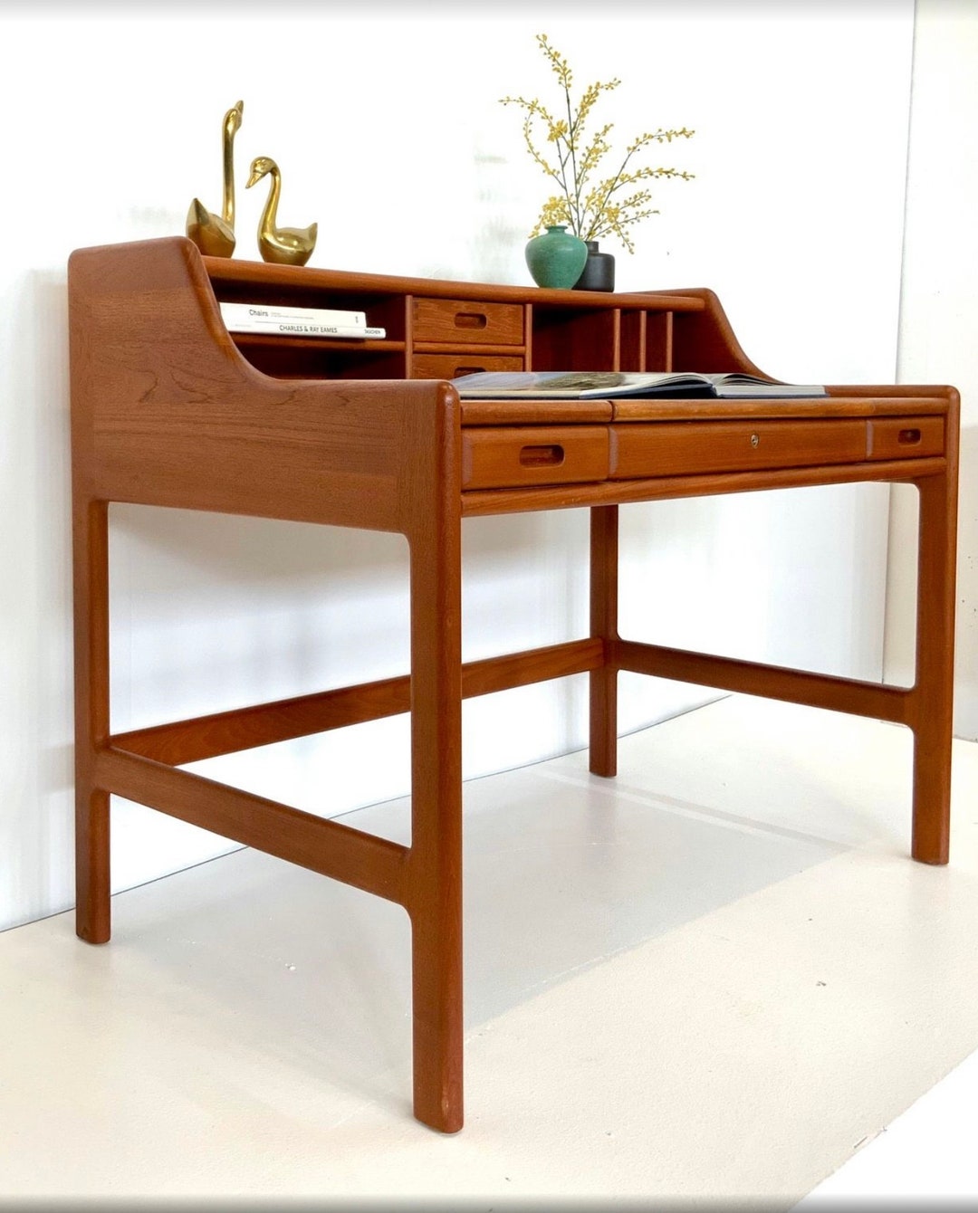 Rare Dyrlund Teak Desk Secretary Design by John Mortensen 60s 70s ...
