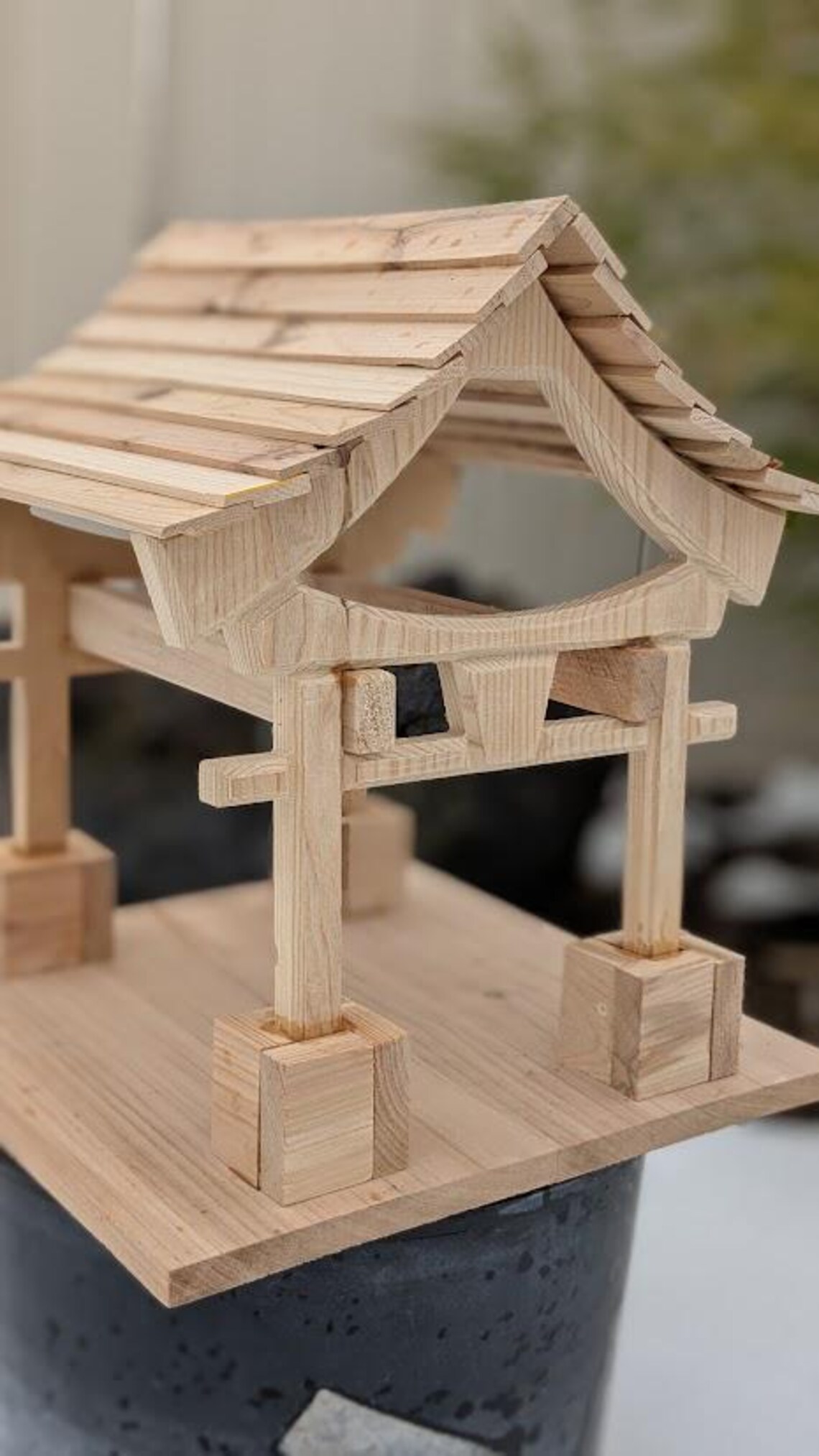 Cedar Pagoda Bird Feeder - Handcrafted Wooden Birdhouse, Unfinished ...