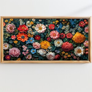 Samsung Frame TV Digital Art, Wildflowers Garden, Spring Dark Botanical ...