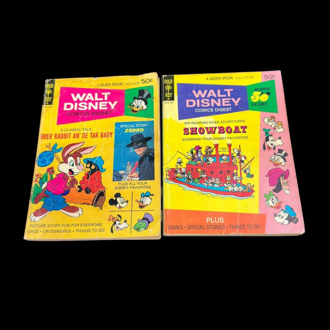 Vtg 70s Walt Disney Comics Digest #39 & #41 Brer Rabbit Showboat Gold ...